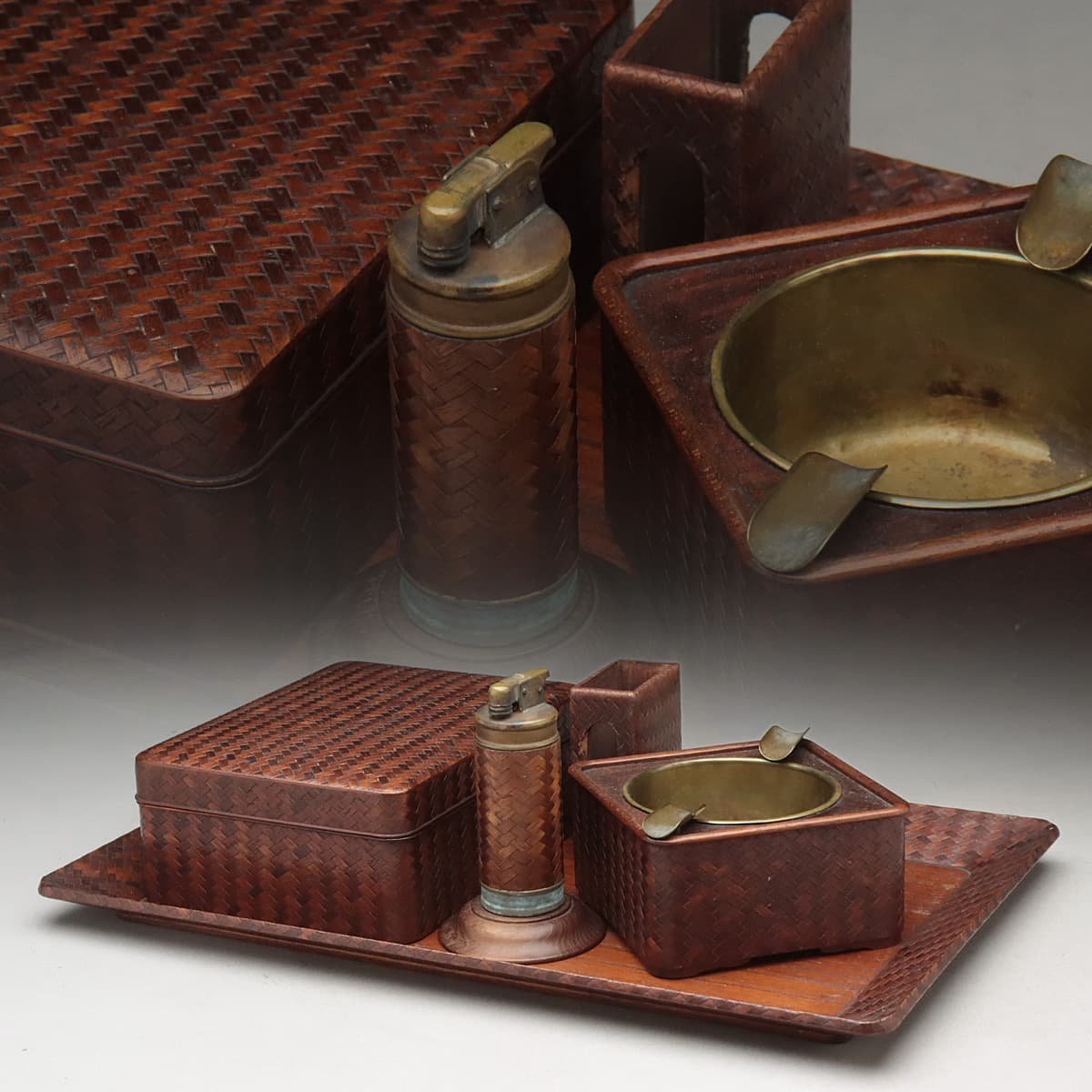 Yahoo!オークション - EQ064 時代 網代張煙草具揃 五点一式 総重271g・...