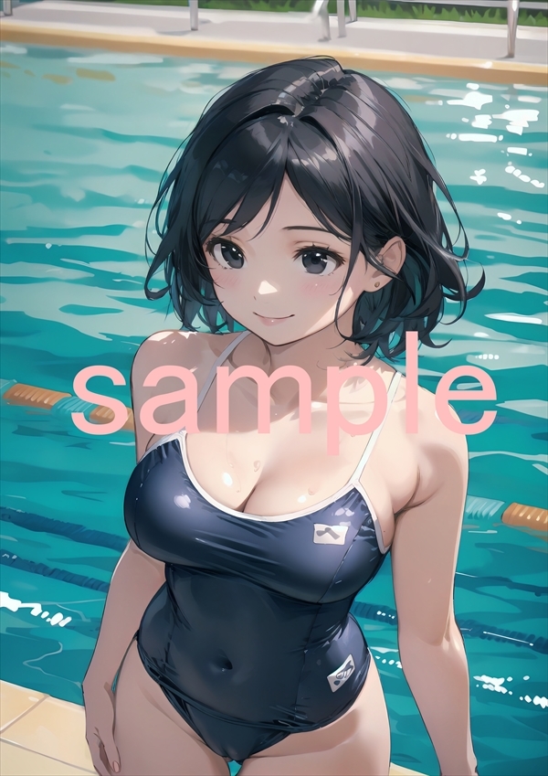 Yahoo!オークション - J364 スクール水着 オリジナルイラスト 女子高生...