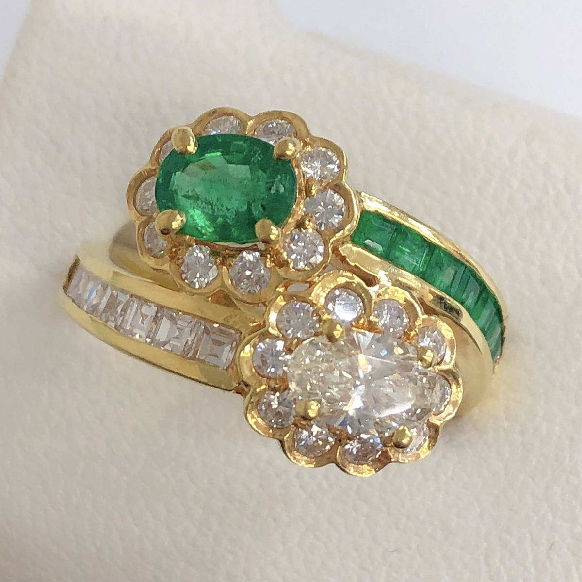 Yahoo!オークション - 素敵 K18 天然エメラルド0.81ct 天然ダイヤモン...