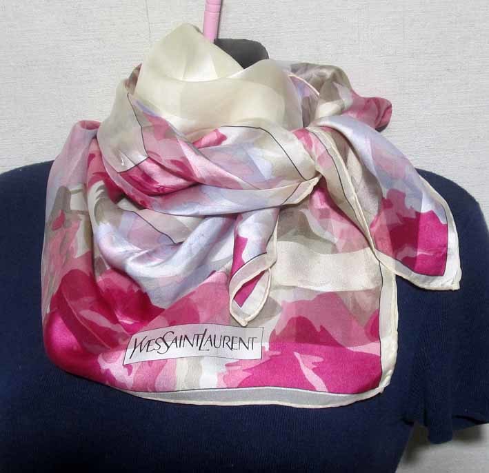 Yahoo!オークション - 12 イヴ サンローラン シルク シフォン スカーフ...