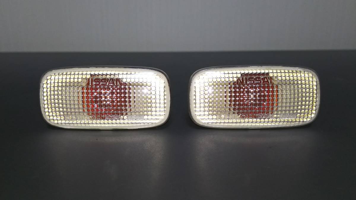 日産 純正 サイドマーカー フェンダーウインカー レンズ ランプ クリア 2個 S15 R34 M35 P12 Y11 C35 C24 シルビア スカイライン セレナ(ウィンカー、サイド ...