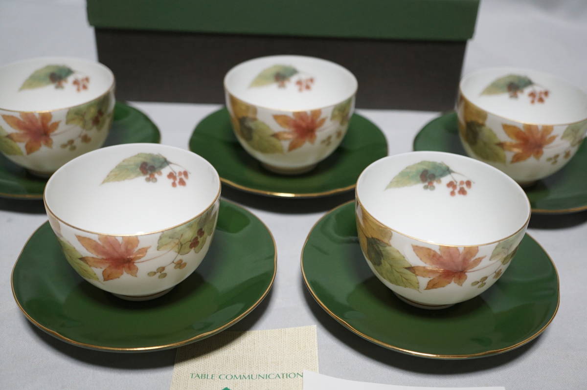 Yahoo!オークション - 【BE7】 庫山窯 色絵かさね 茶菓揃 茶托付き湯呑...