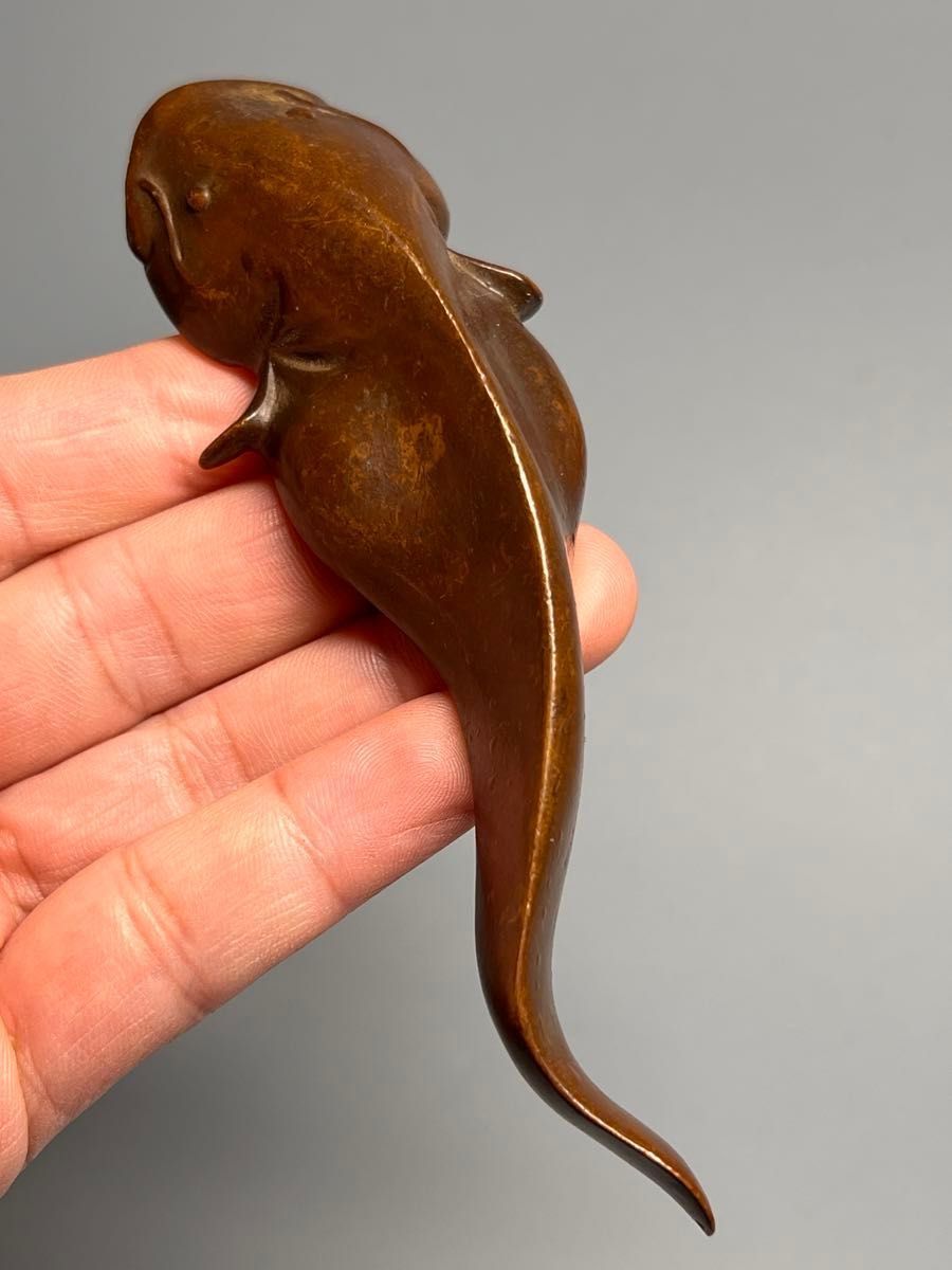 古銅 文鎮 ナマズ 厚重 細工 鯰魚 置物 古美術 骨董品 茶道具 古銅 文鎮 ナマズ 厚重 細工 鯰魚 置物 古美術 骨董品 茶道具