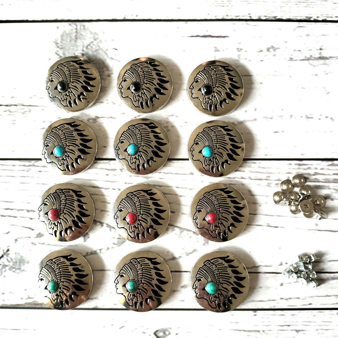 Yahoo!オークション - j062・レザークラフト コンチョ 12個セット ねじ...