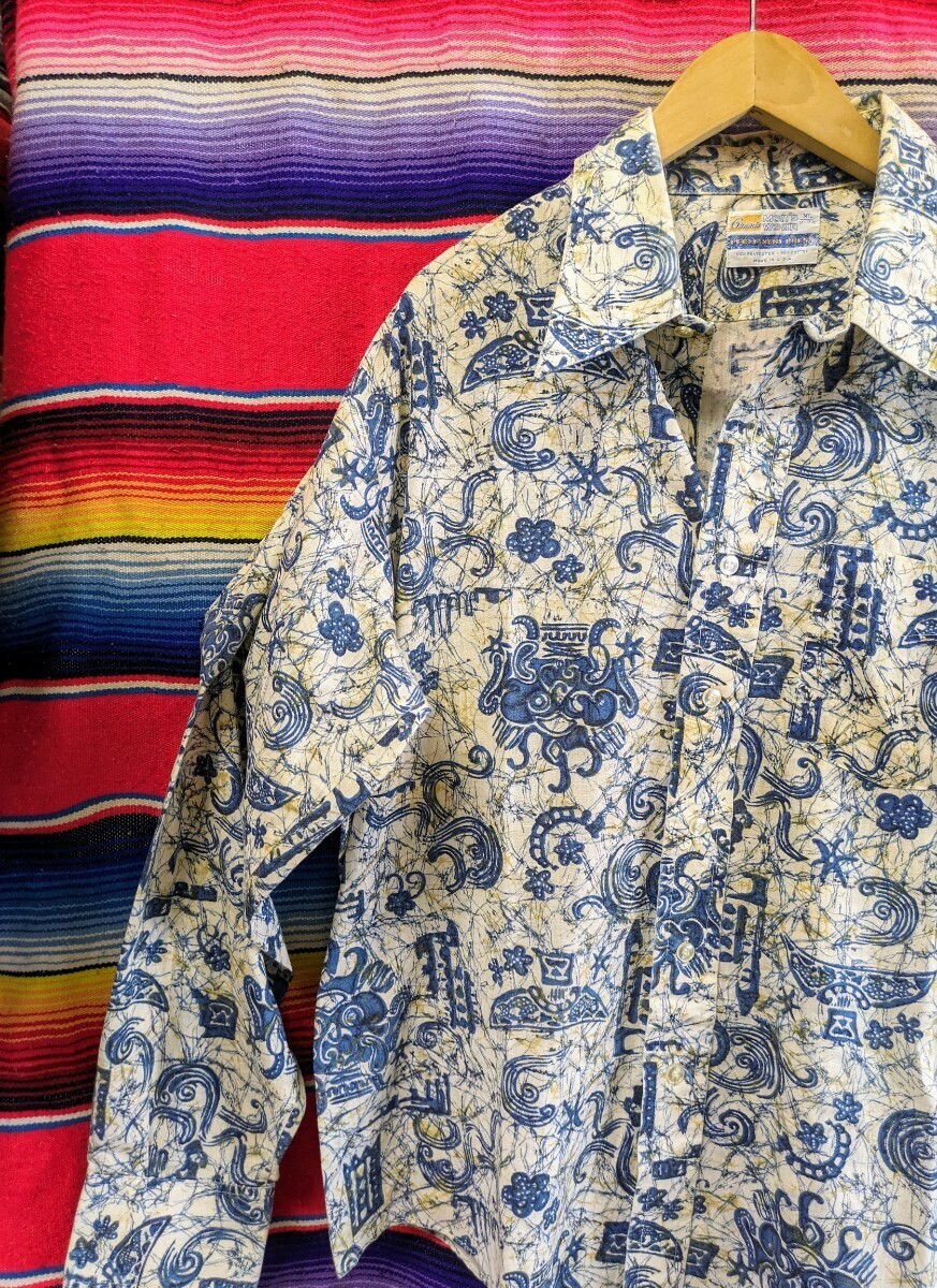 Yahoo!オークション - 70s Grants USA製 オールドタグ USA製 総柄 長袖...