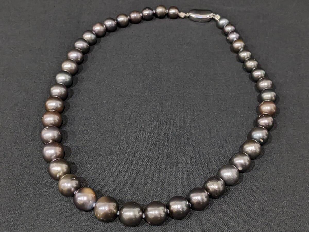 EJ6036】1円~ 黒蝶真珠 パールネックレス グリニッシュグレー EJ6036】1円~ 黒蝶真珠 パールネックレス グリニッシュグレー