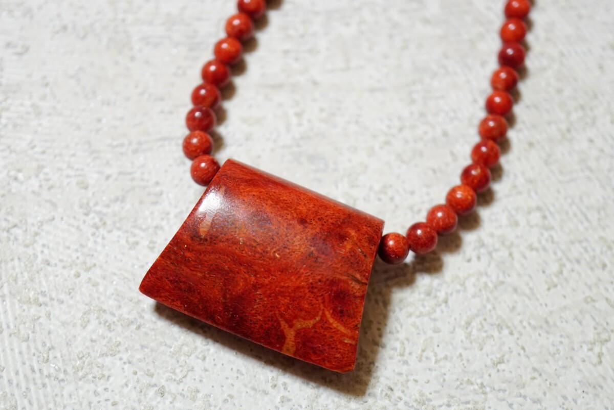 Yahoo!オークション - 1360 山珊瑚 ネックレス ペンダント ヴィンテー...