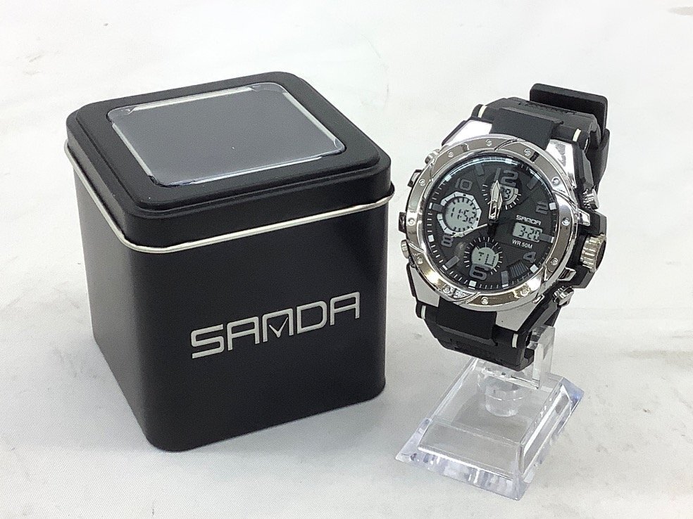 Yahoo!オークション - SANDA 多機能夜光ウォッチ 6008 通電確認 ケース...