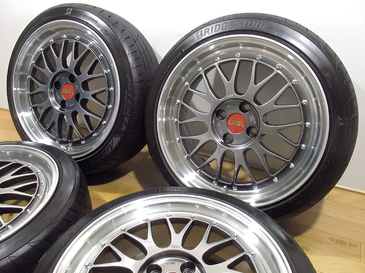 ほぼ BBS LM 7.5J+40 PCD100-4穴 ブリヂストン ポテンザ RE004 195/45R17 2022年製造 ND ロードスター アクア ヴィッツ GRスポーツ(ラジアル ...