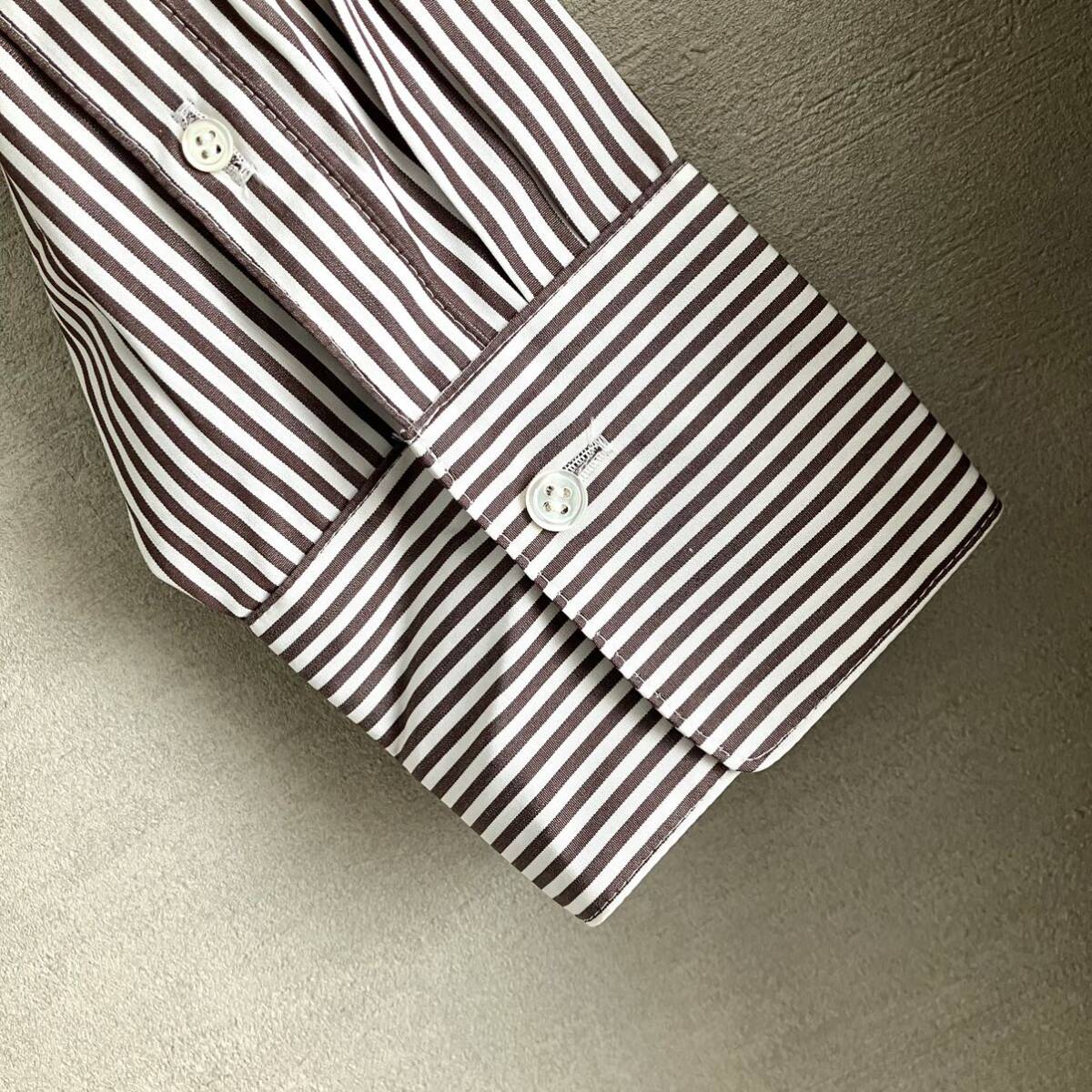 美品 ebure ストライプ ノーカラー ワンピース エブール 美品 ebure ストライプ ノーカラー ワンピース エブール
