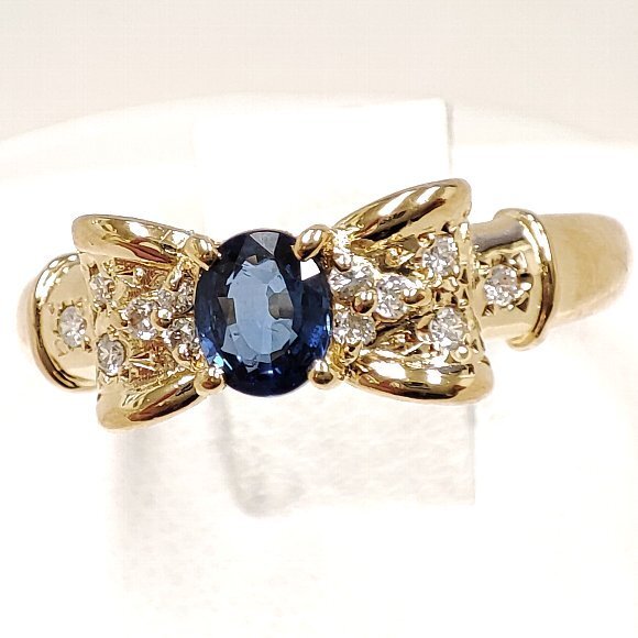 Y8996☆K18YG 天然サファイア 0.38ct 天然ダイヤモンド 0.09ct Y8996☆K18YG 天然サファイア 0.38ct 天然ダイヤモンド 0.09ct