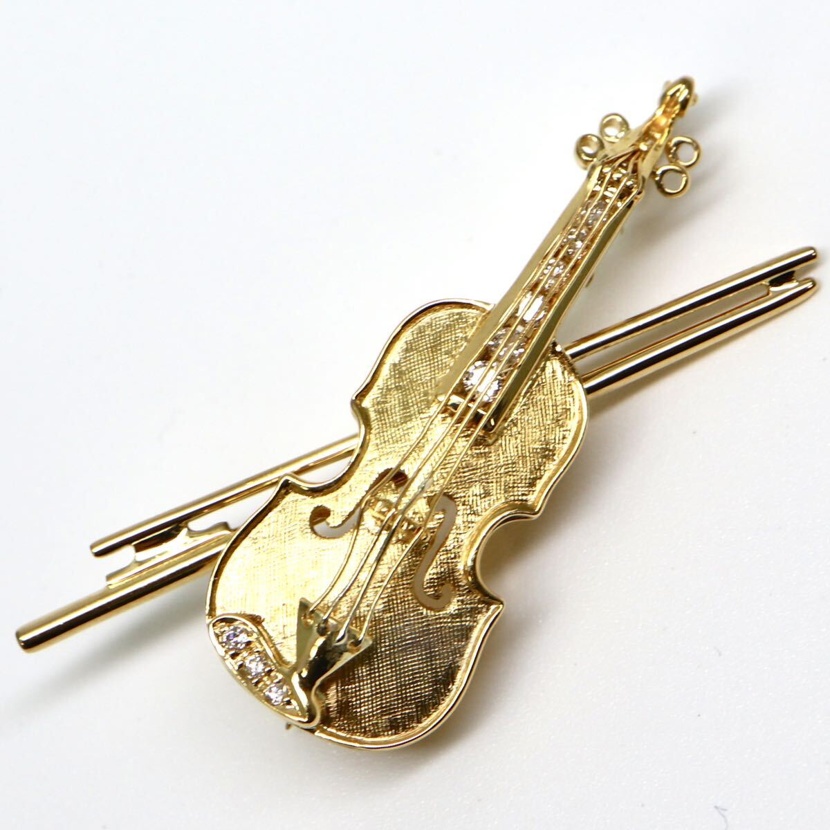 K18 天然ダイヤモンドブローチ A 約7 2g Diamond Broach バイオリン Ee8 Ee8 ダイヤモンド |売買された