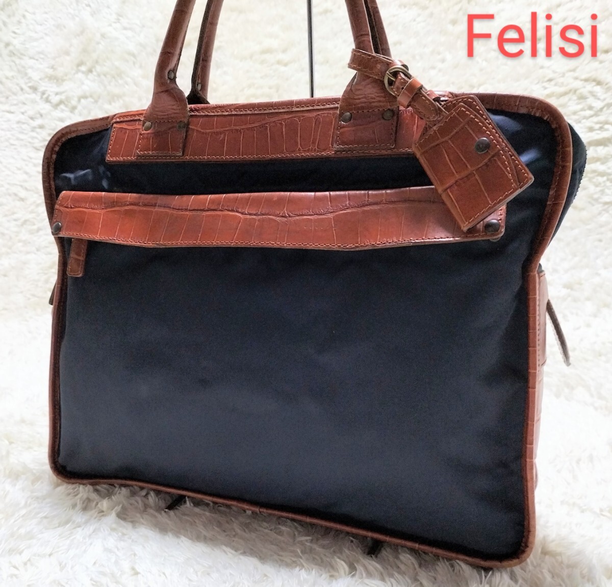 Yahoo!オークション - 【良品 】Felisi 8637/3 ナイロン×クロコ型押し...