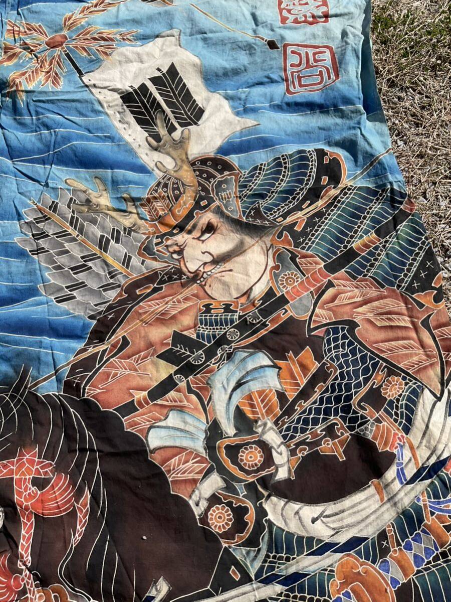 Yahoo!オークション - N03/初荷 時代 藍染 古布 武者絵 手染め 陣幕 厚...