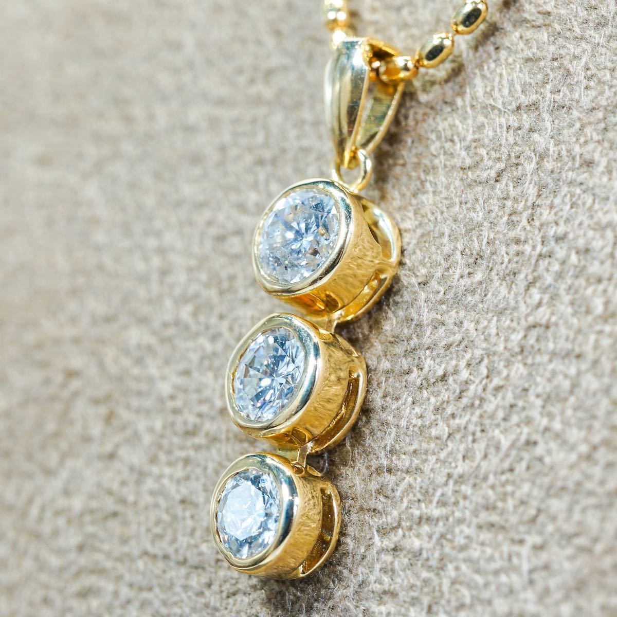 Yahoo!オークション - 1円スタ 良質ボリューム【0.81ct】K18YG 1.7g ...