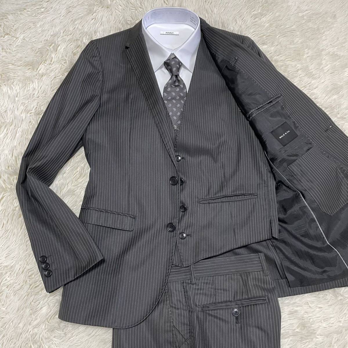 Yahoo!オークション - 美品 MALE&Co. スリーピーススーツ Y5 M位 ダー...