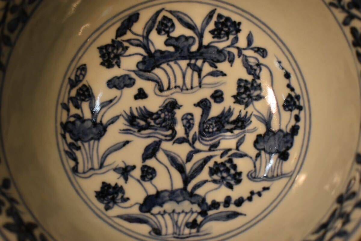 日本代購代標第一品牌【樂淘letao】－【GE】E277【コレクター所蔵品】時代 染付水鳥図鉢 /中国古玩 中国美術 骨董品 時代品 美術品 古美術品