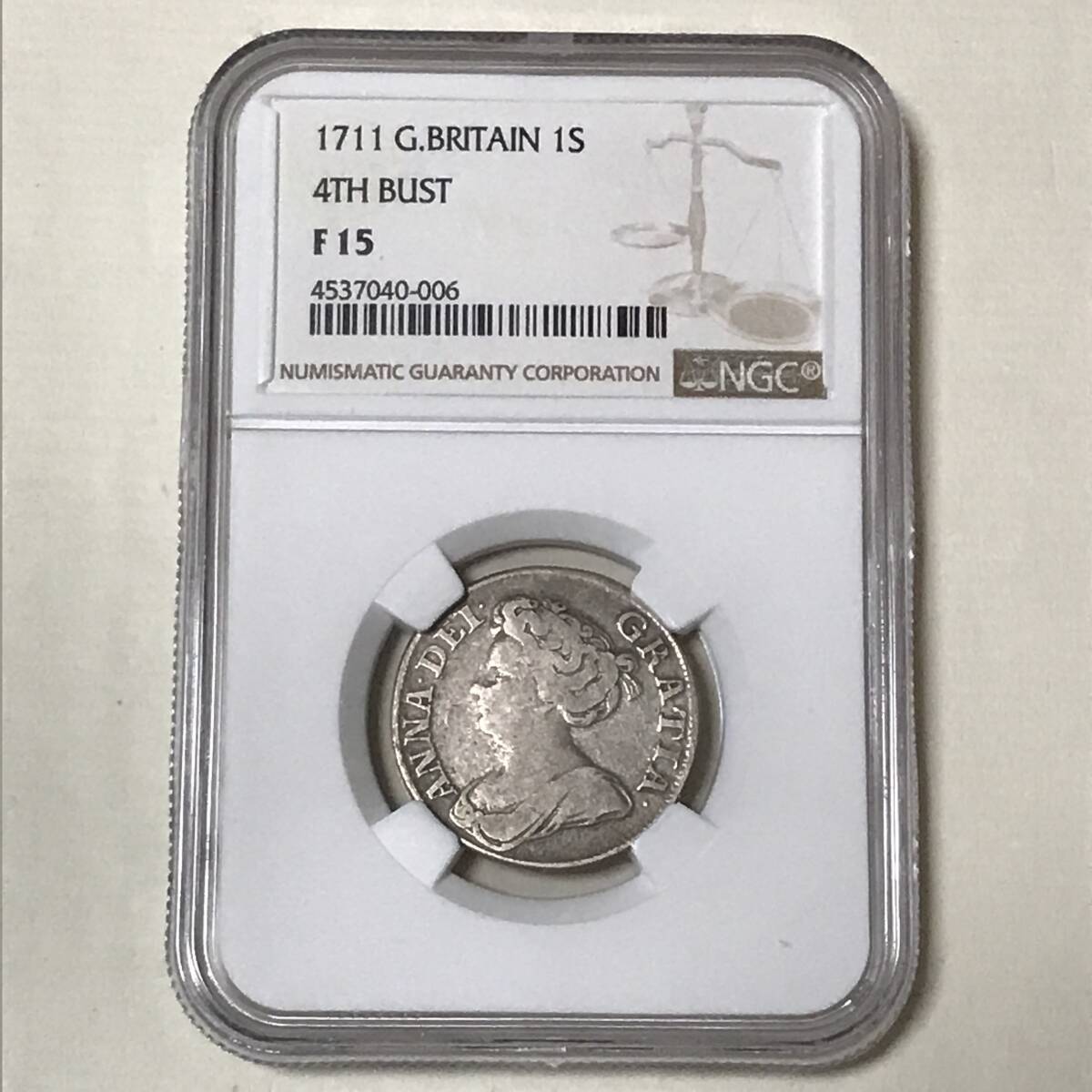 Yahoo!オークション - 1711 イギリス 1シリング銀貨 アン女王 NGC F 1...