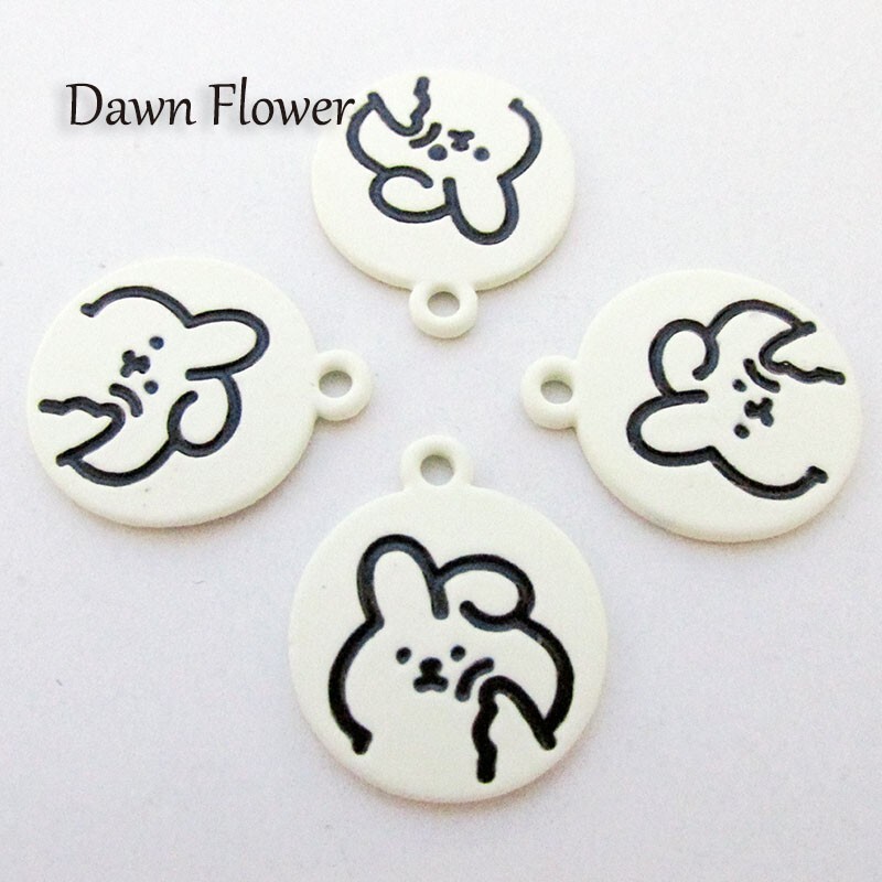 Yahoo!オークション - 【D-0689】5pcs うさぎ 22×18mm ホワイト チャ...