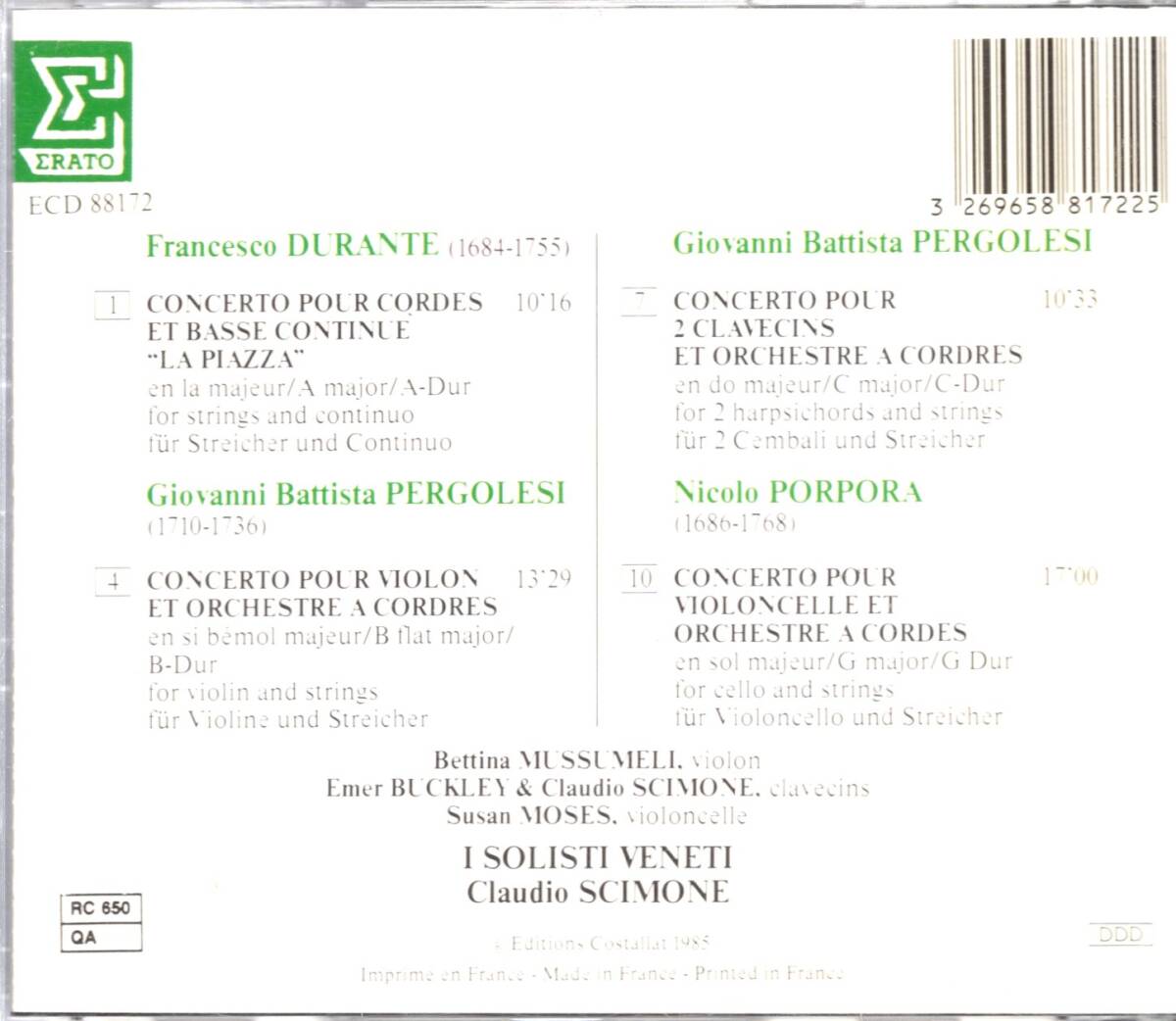 Yahoo!オークション - b347 DURANTE CONCERTO POUR CORDES ET BASSE CO...