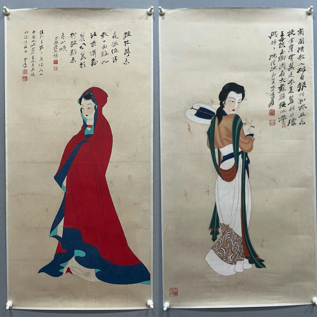 観心 時代旧蔵 C166中国書画 張大千 人物図鏡片10枚組共箱 水墨中国画巻物 書画 巻き物 肉筆保証品(掛軸)｜売買されたオークション情報、yahooの商品情報をアーカイブ公開 ...