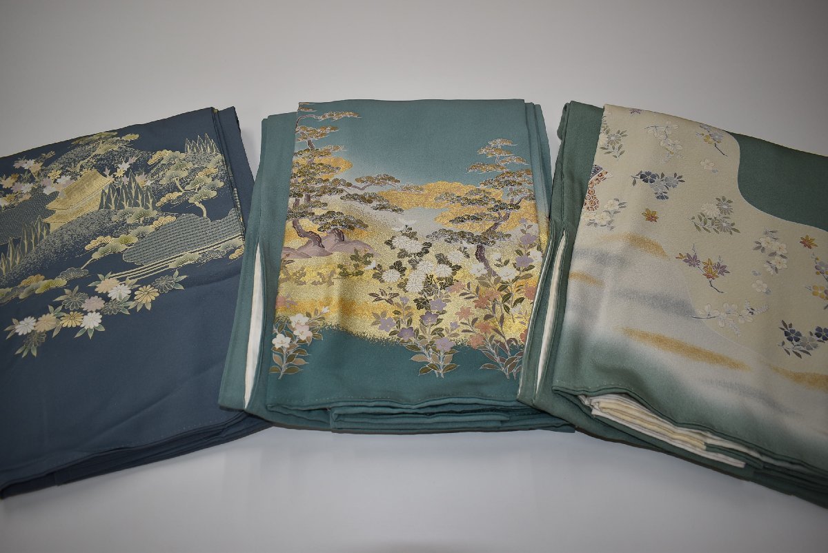 Yahoo!オークション - 『つむぎや』正絹縮緬 色留袖 江戸褄 友禅加工 ...