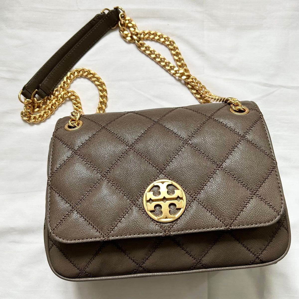 極美品 2way トリーバーチ ショルダーバッグ グレー 本革 極美品 2way トリーバーチ ショルダーバッグ グレー 本革