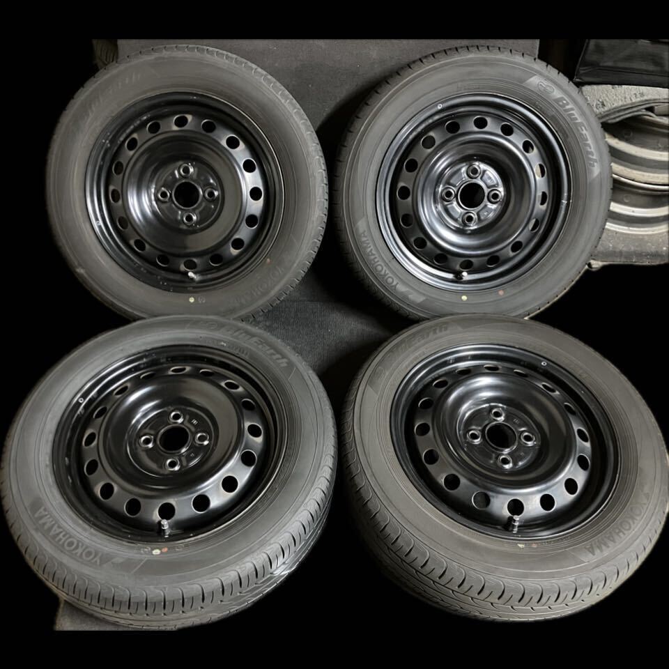 2022年製ヨコハマ付 iQ 175/65R15 5J 4穴 PCD100 ハブ54 純正15インチ 鉄 スチール ホイール 4H ピッチ100 KGJ10 NGJ10 国産タイヤ トヨタ ...