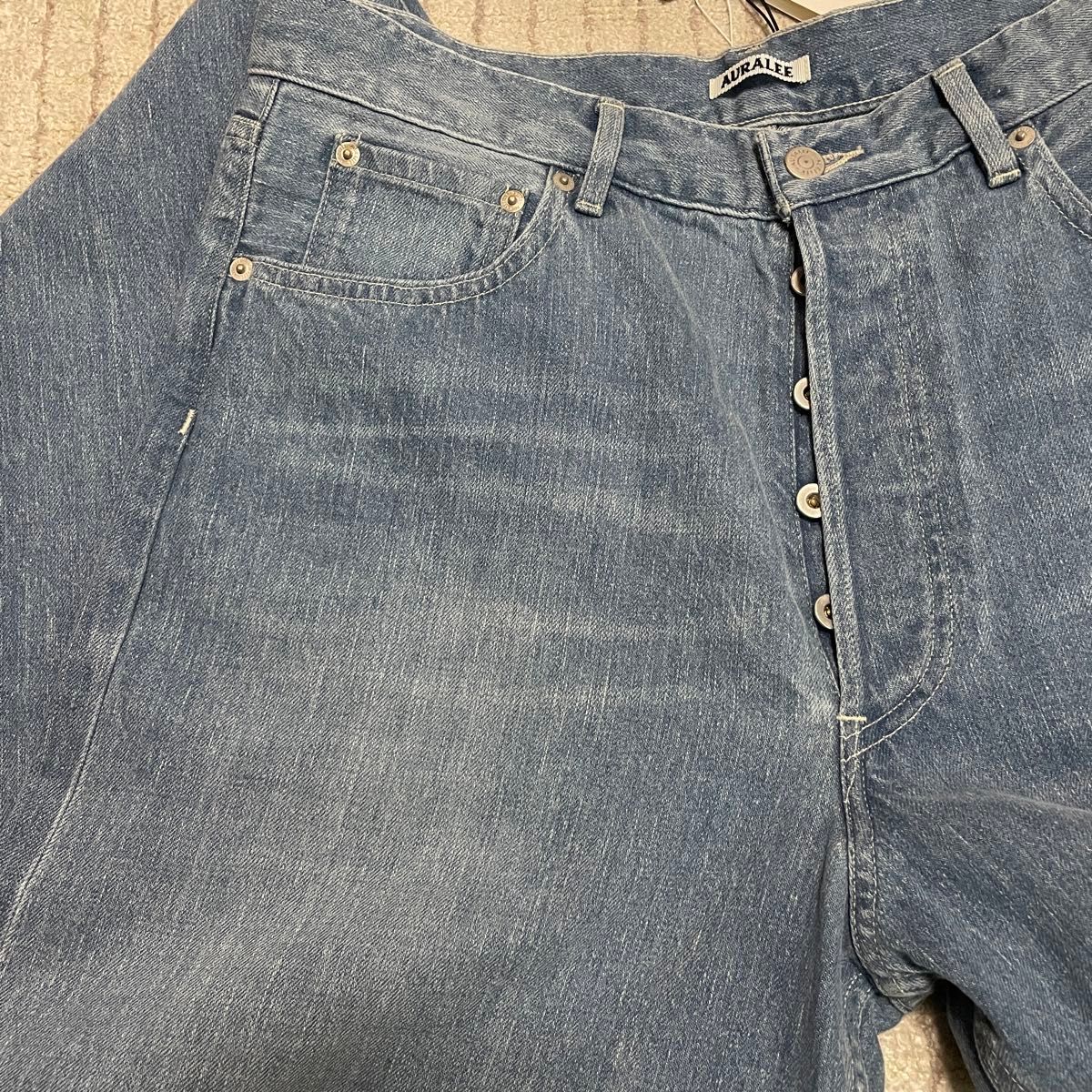 AURALEE SELVEDGE FADED LIGHT DENIM WIDE PANTS size 4 AURALEE SELVEDGE FADED LIGHT DENIM WIDE PANTS size 4