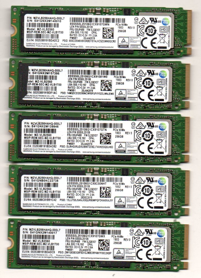 Yahoo!オークション - m2 SSD SAMSUNG SSD HDD 256GB 5枚セット MODEL ...