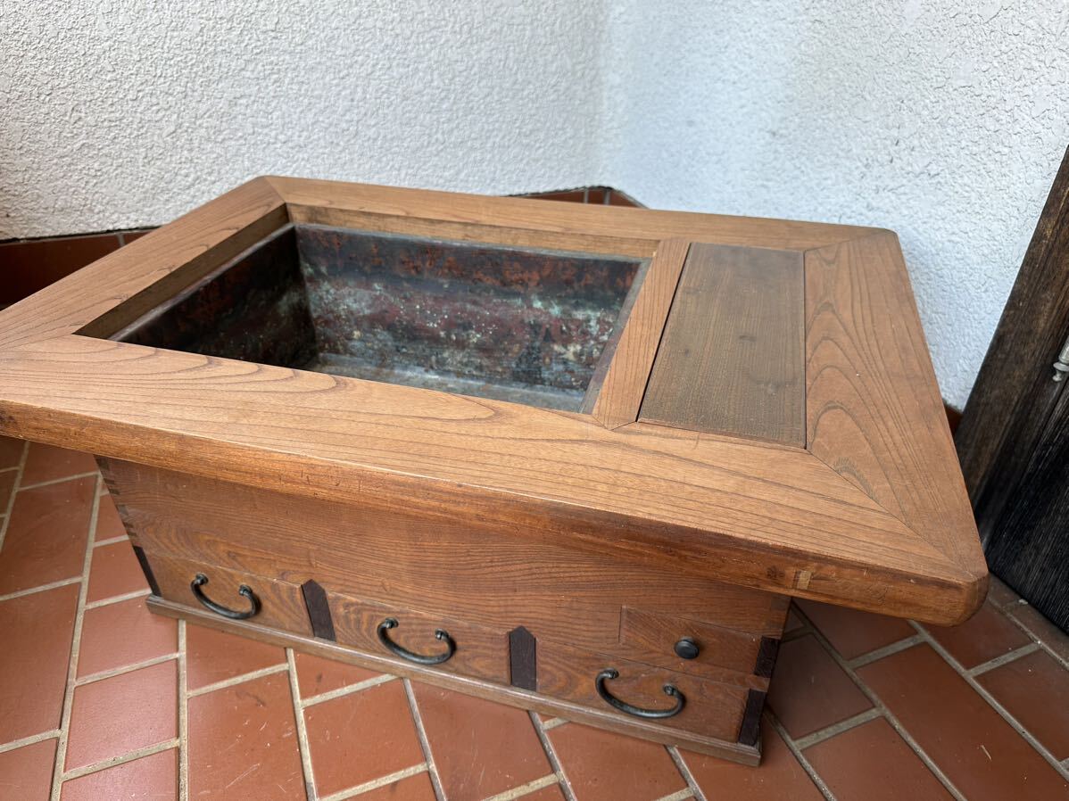Yahoo!オークション - [A086] 関西 長火鉢 火鉢 レトロ 古民具 アンテ...