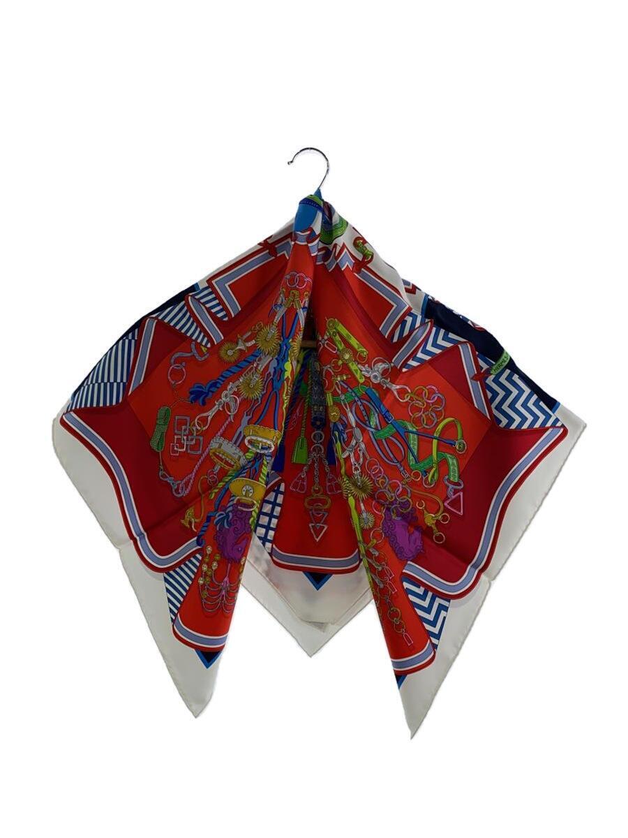 HERMES◇スカーフ/シルク/RED/総柄/レディース/カレ90/BOUQUETS HERMES◇スカーフ/シルク/RED/総柄/レディース/カレ90/BOUQUETS