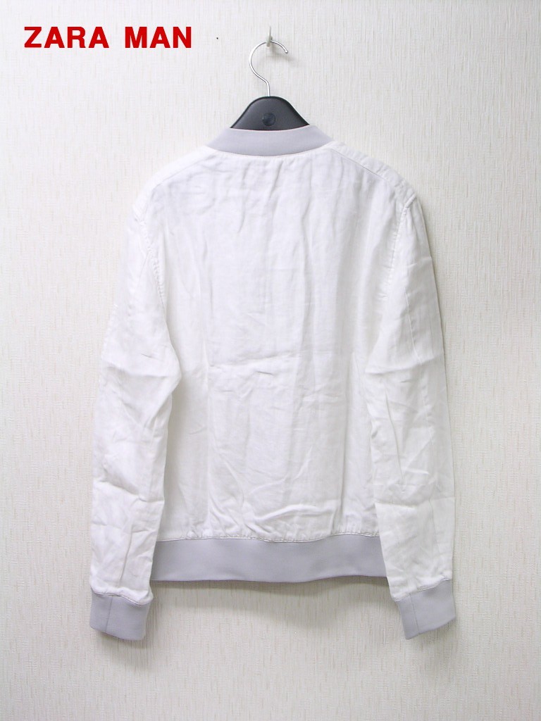 Yahoo!オークション - L WHITE【ZARA MAN リネン MA-1タイプ ジャケッ...