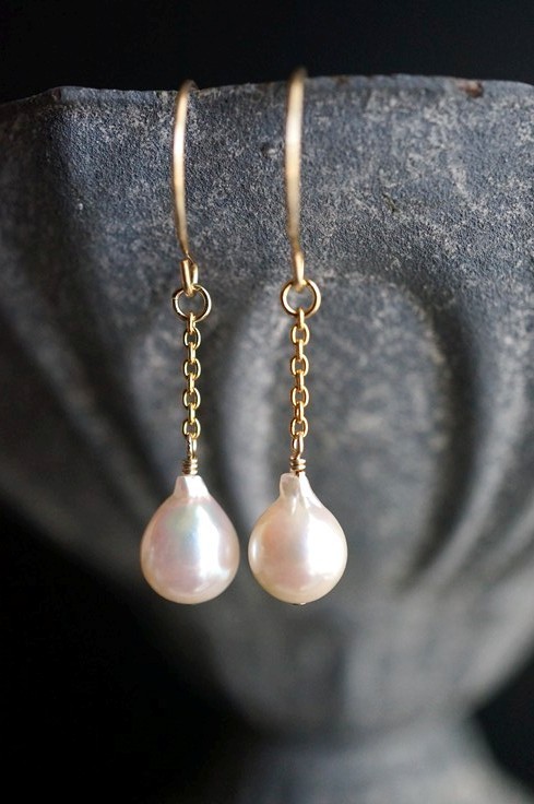 Yahoo!オークション - K14GF ピアス 2098 アコヤ真珠 バロック 天然石...