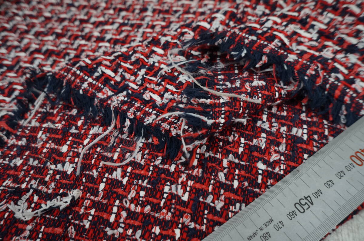 Yahoo!オークション - NO300-3 綿混ファンシーツイード生地 赤 3m