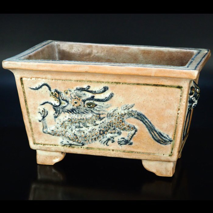 Yahoo!オークション - 【治】『内府用器』款 龍鳳凰紋長方鉢 幅21.7c...