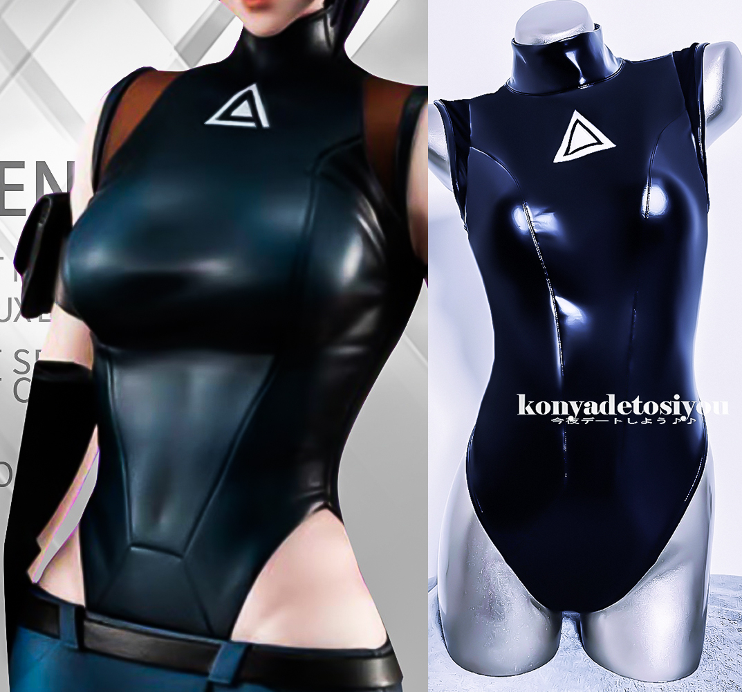 日本代購代標第一品牌【樂淘letao】－GB59黒EXL 超光沢 PVCラバー製 ハイレグレオタード コスプレ RQレースクイーン 仮装 イベント アニメ変装 ハロウィーン コスチューム