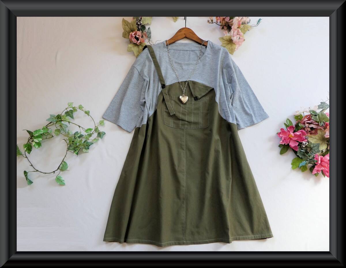 Yahoo!オークション - 訳あり・L～LL/3L【新品】重ね着風 COTTON ...