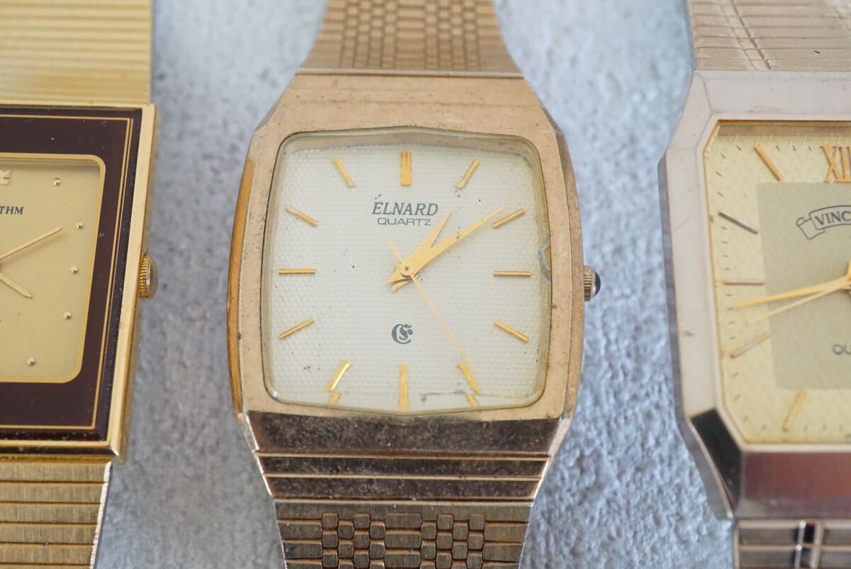 Yahoo!オークション - F266 ゴールドカラー スクエア メンズ 腕時計 3...