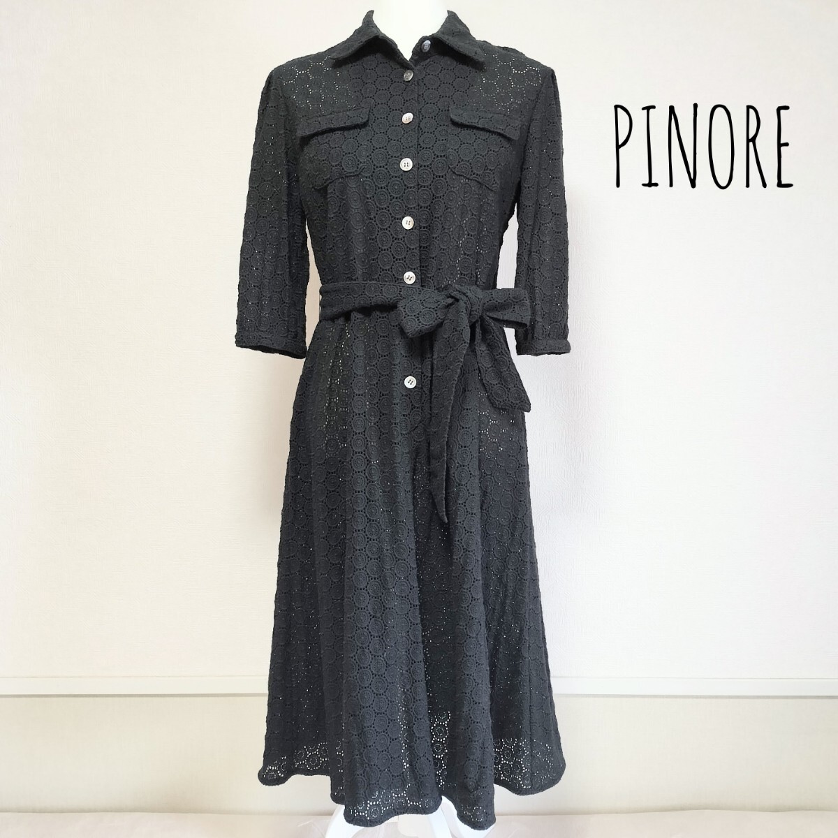 Yahoo!オークション - 美品 PINORE ピノーレ 総レース フレアワンピー...