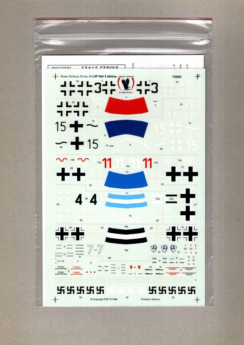 Yahoo!オークション - Eagle Strike Decals 72002 Home Defense Fw 190s