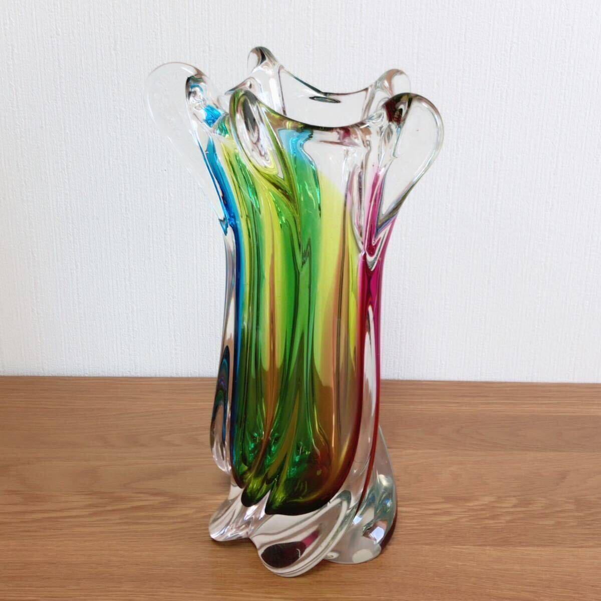 即決 ART GLASS アートガラス 花瓶 フラワーベース マルチカラー 即決 ART GLASS アートガラス 花瓶 フラワーベース マルチカラー