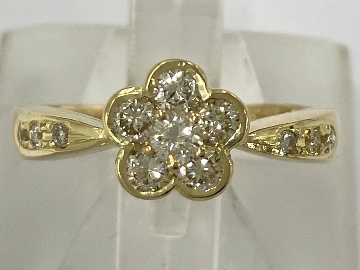 Yahoo!オークション - K18 ダイヤモンド0.47ct 9号 花 イエローゴール...