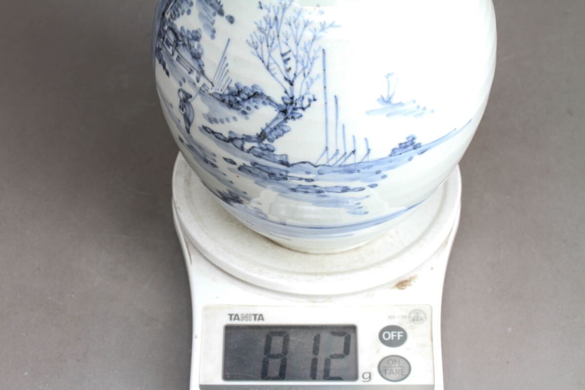 Yahoo!オークション - 【久】1578 染付 風景図 花瓶