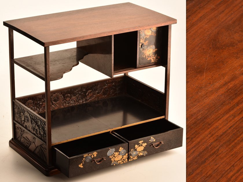 Yahoo!オークション - 【流】古美術品 時代 唐木造花蝶蒔絵小箪笥 TS28...