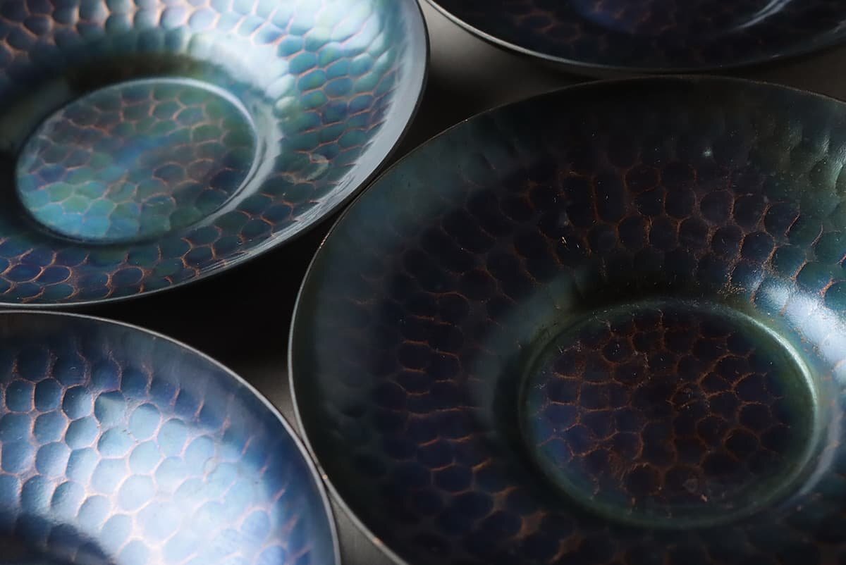 Yahoo!オークション - JK628 無形文化財【玉川堂 造】鎚起銅器 鎚目 丸...