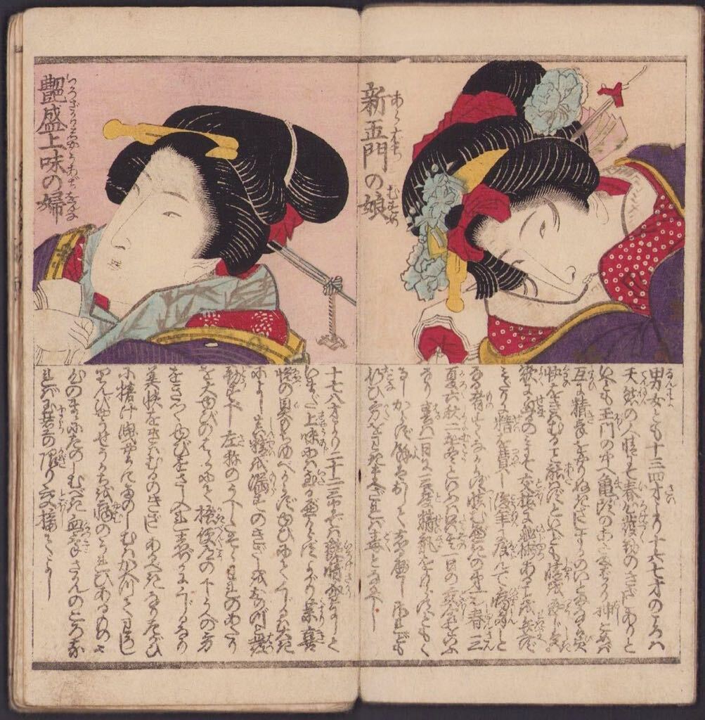 Hana Desu15 真作 英泉「地色早指南」春画 文政6年 1823 本物 浮世絵 木版 錦絵 折本 淫乱斎 貴重 仕掛 開くページ有