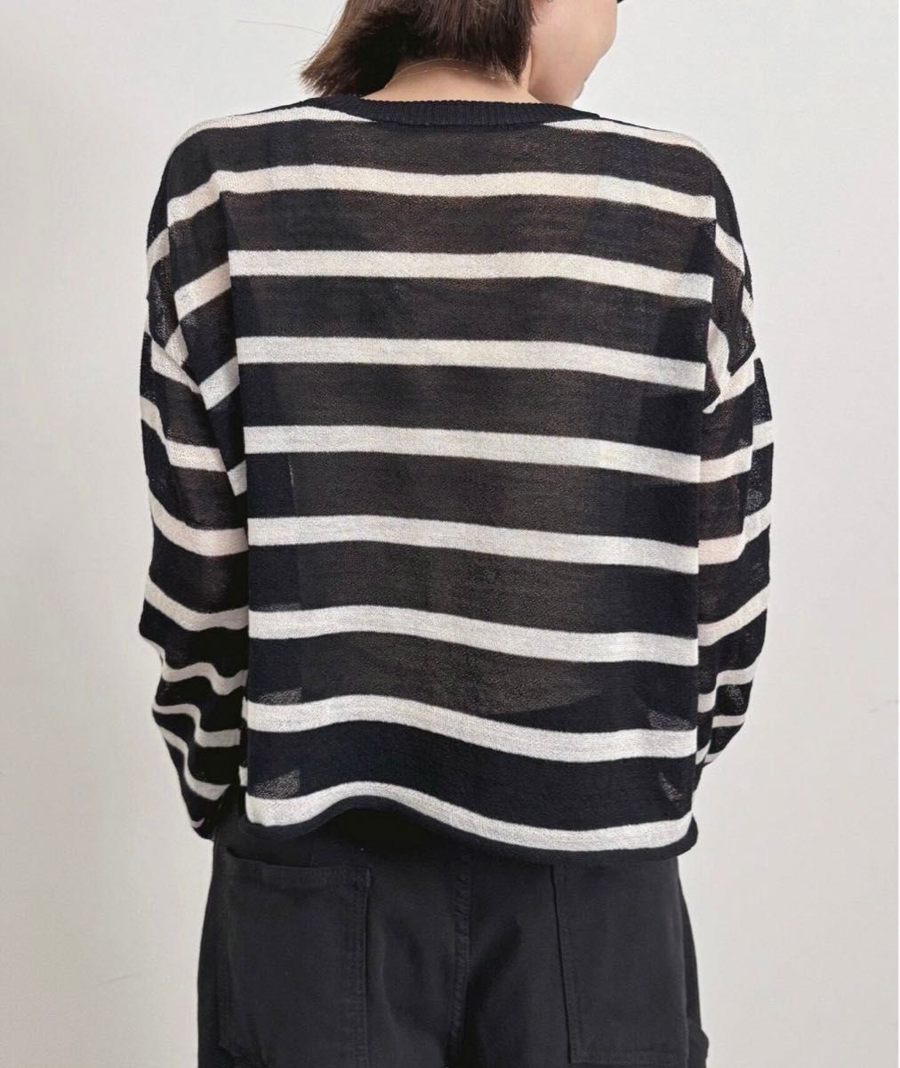 新品タグ付き L'Appartement Border Sheer Knit《ブラック 新品タグ付き L'Appartement Border Sheer Knit《ブラック