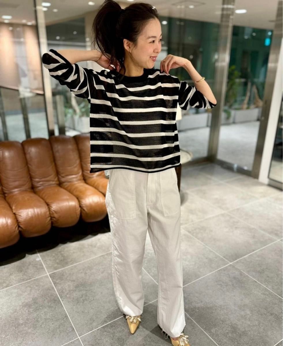 新品タグ付き L'Appartement Border Sheer Knit《ブラック 新品タグ付き L'Appartement Border Sheer Knit《ブラック