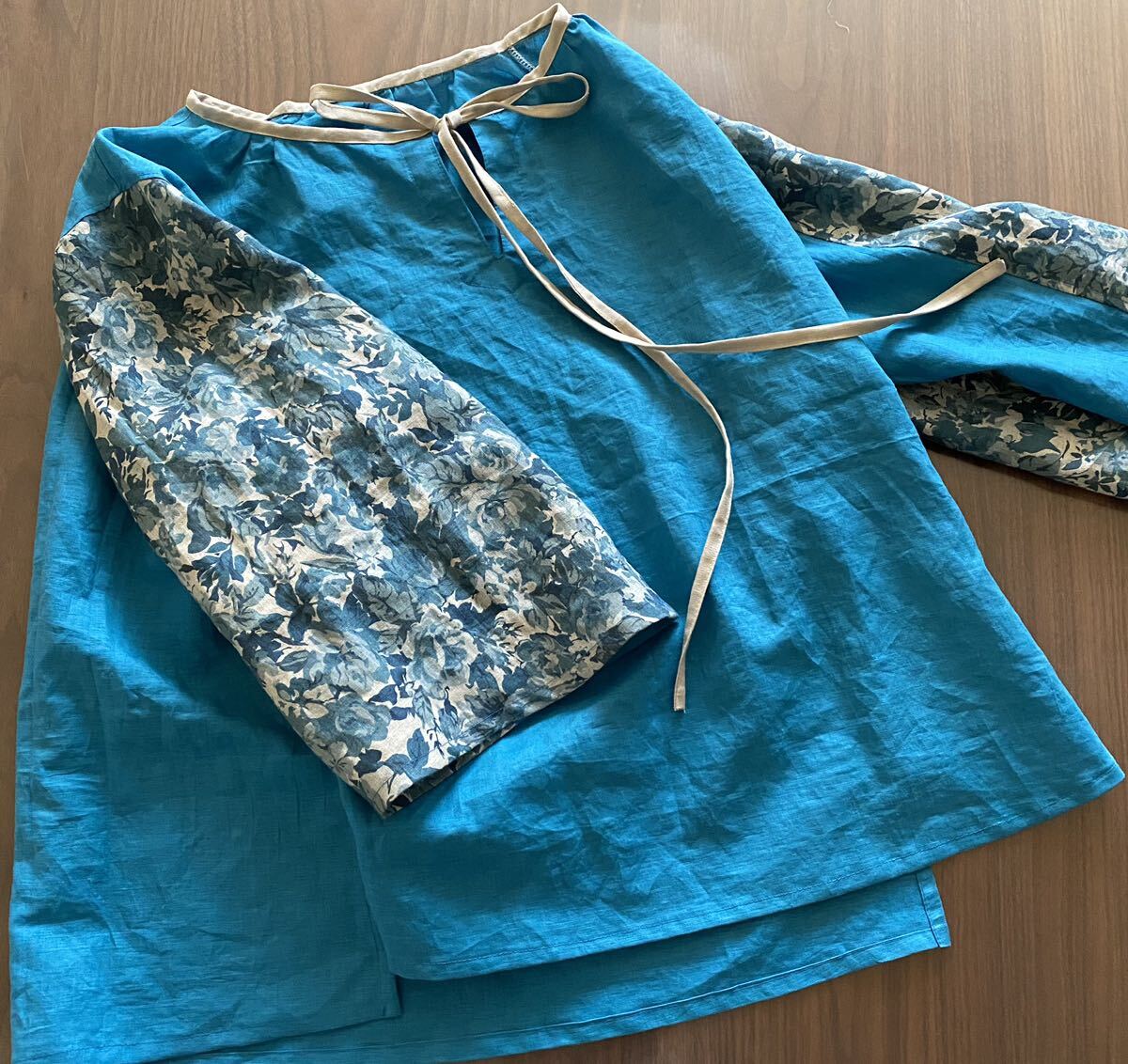 Yahoo!オークション - handmad YUWA&リネンターコイズブラウス